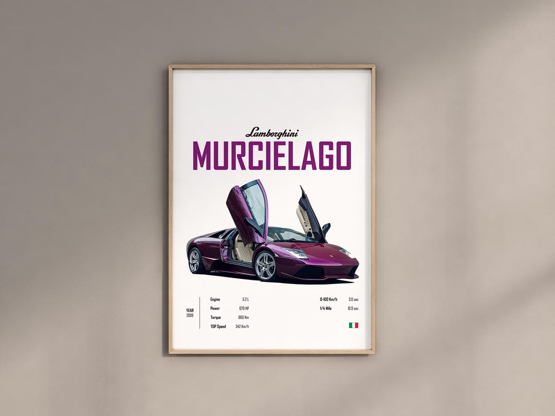 Poster Lambo Murcielago Lamborghini Km & Mi Car Poster Digital Download ...