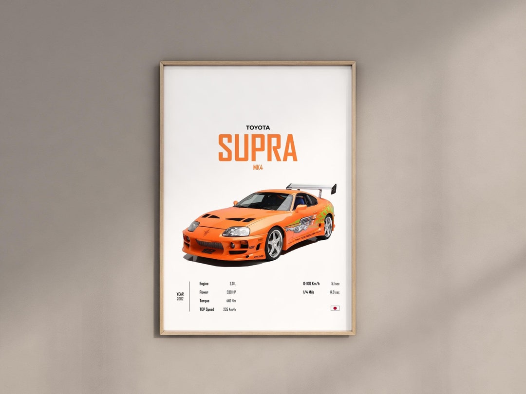 Toyota Supra Fast and Furious Car Poster Digital Toyota Digital Print ...