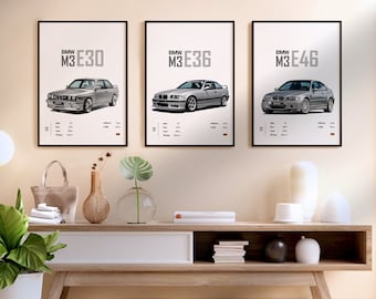 BMW Car Poster Set: Black Design, Motivational Art (digital Download ...