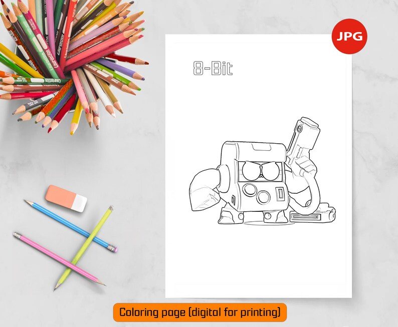 8-bit Coloring Page Brawl Stars Digital Poster Brawl Stars Clipart ...