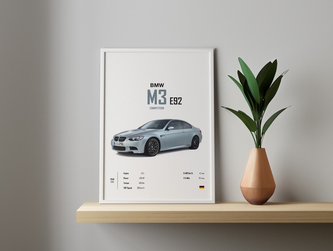 BMW E92 M3 Car Poster: Automotive Wall Art (digital Download) - Etsy