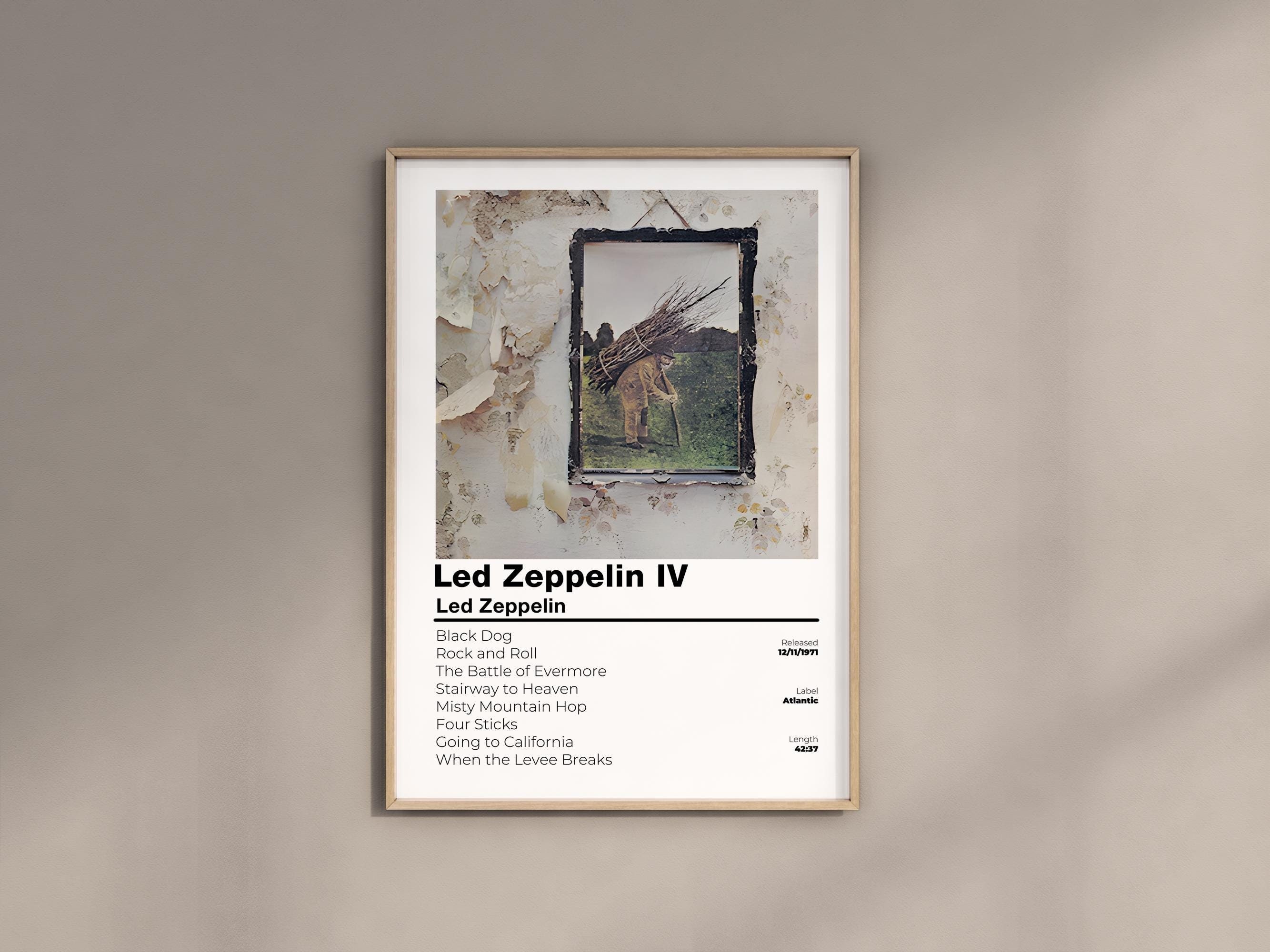 Led Zeppelin Led Zeppelin 4 Album Cover Print Album Poster Digital ...