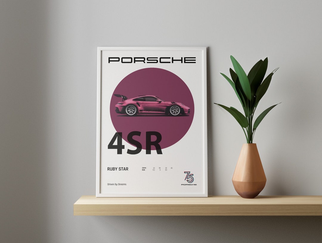 Exclusive Poster Porsche 911 Ruby Star Car Digital Wall Kids Boys Room ...