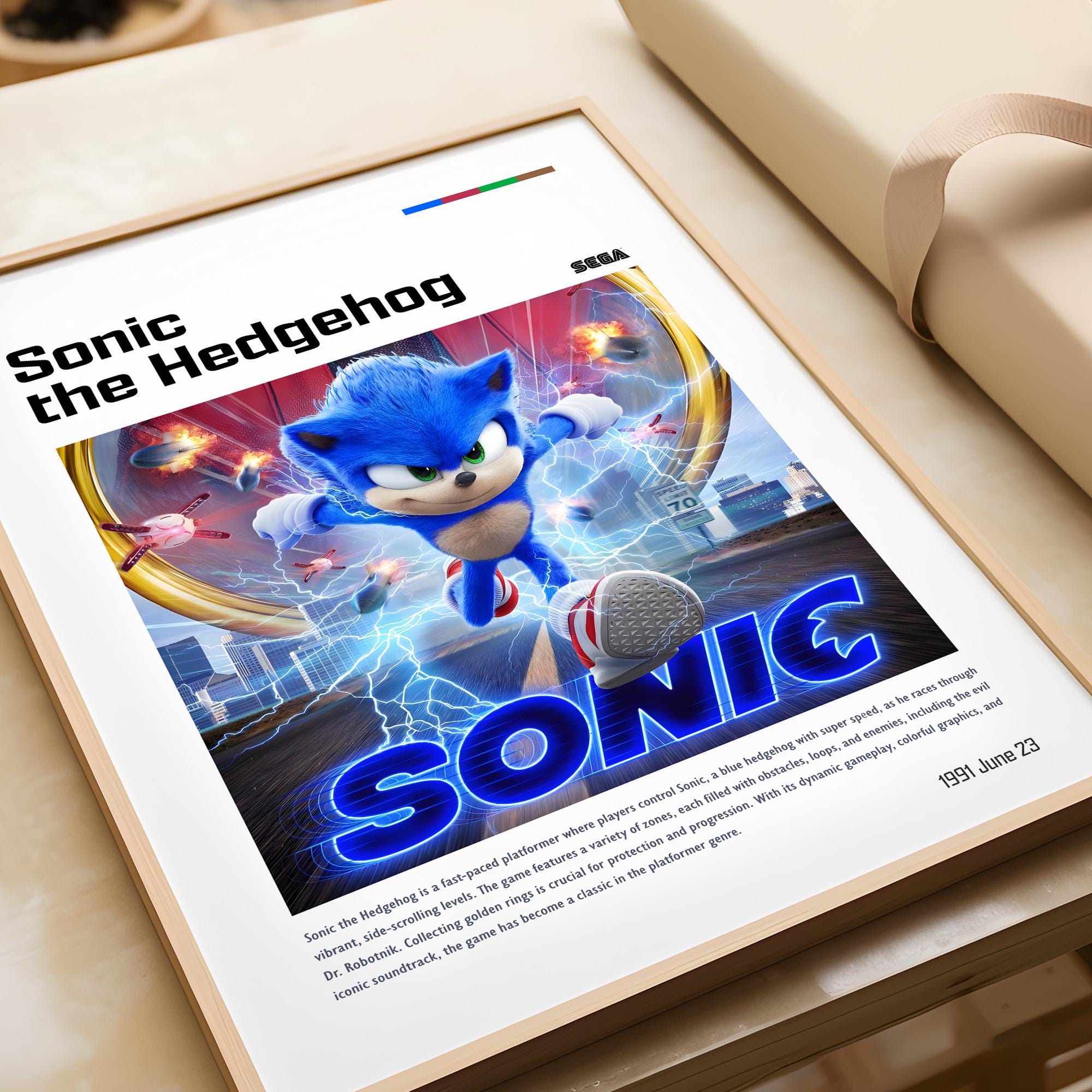 Sonic the Hedgehog Poster: Retro Sega Gaming Wall Art (digital Download ...