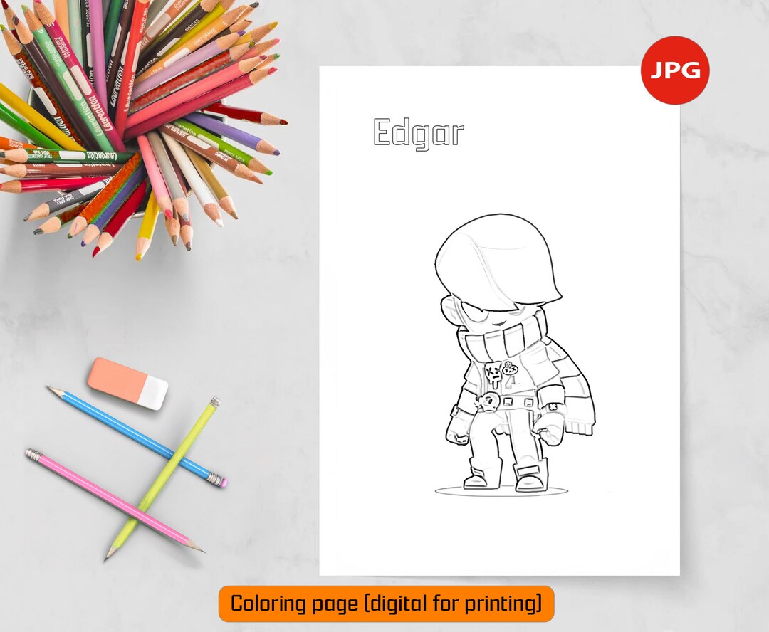 Edgar Coloring Page Brawl Stars Digital Poster Brawl Stars Clipart ...