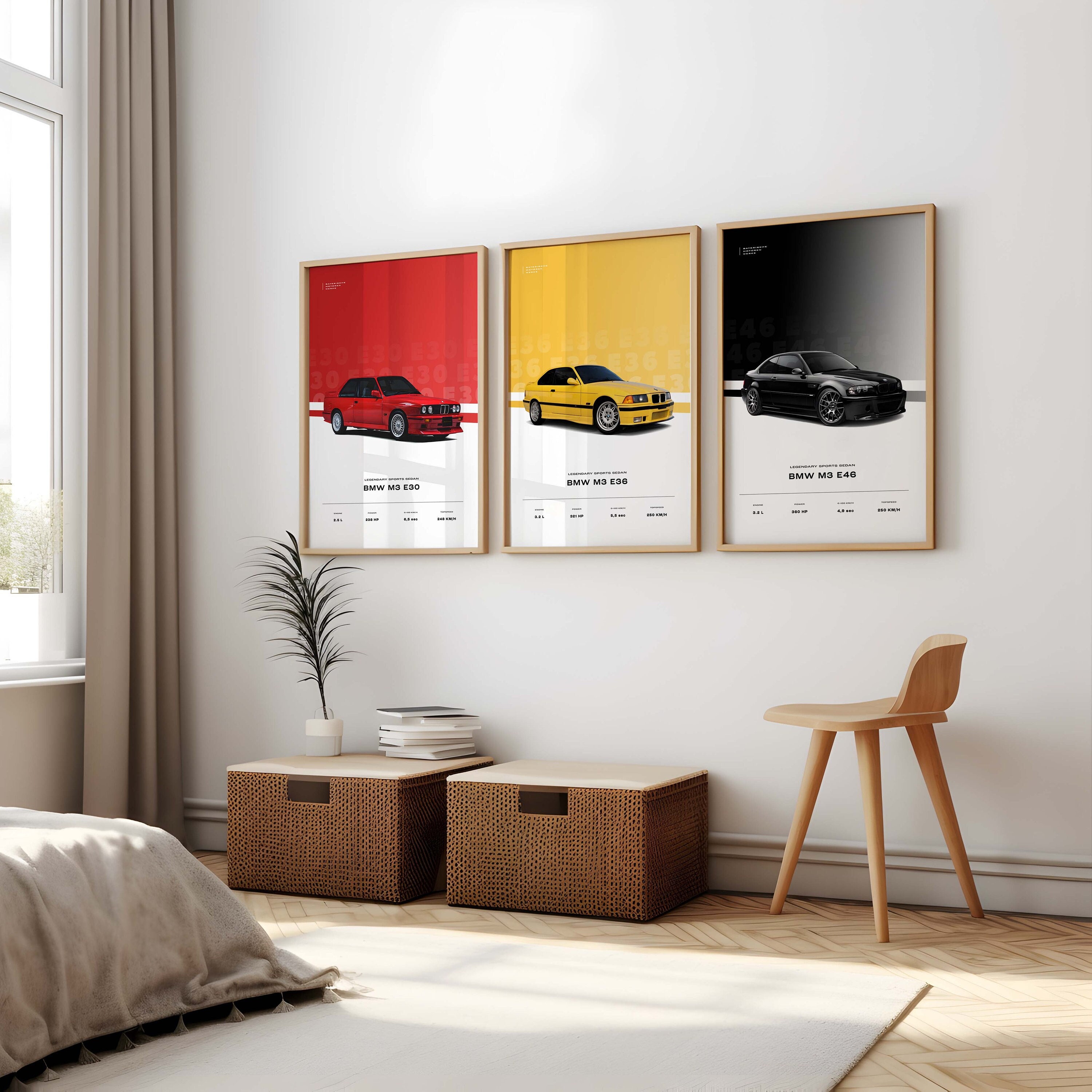 BMW M3 Art Print Set: E30, E36, E46 Car Posters (digital Download) - Etsy