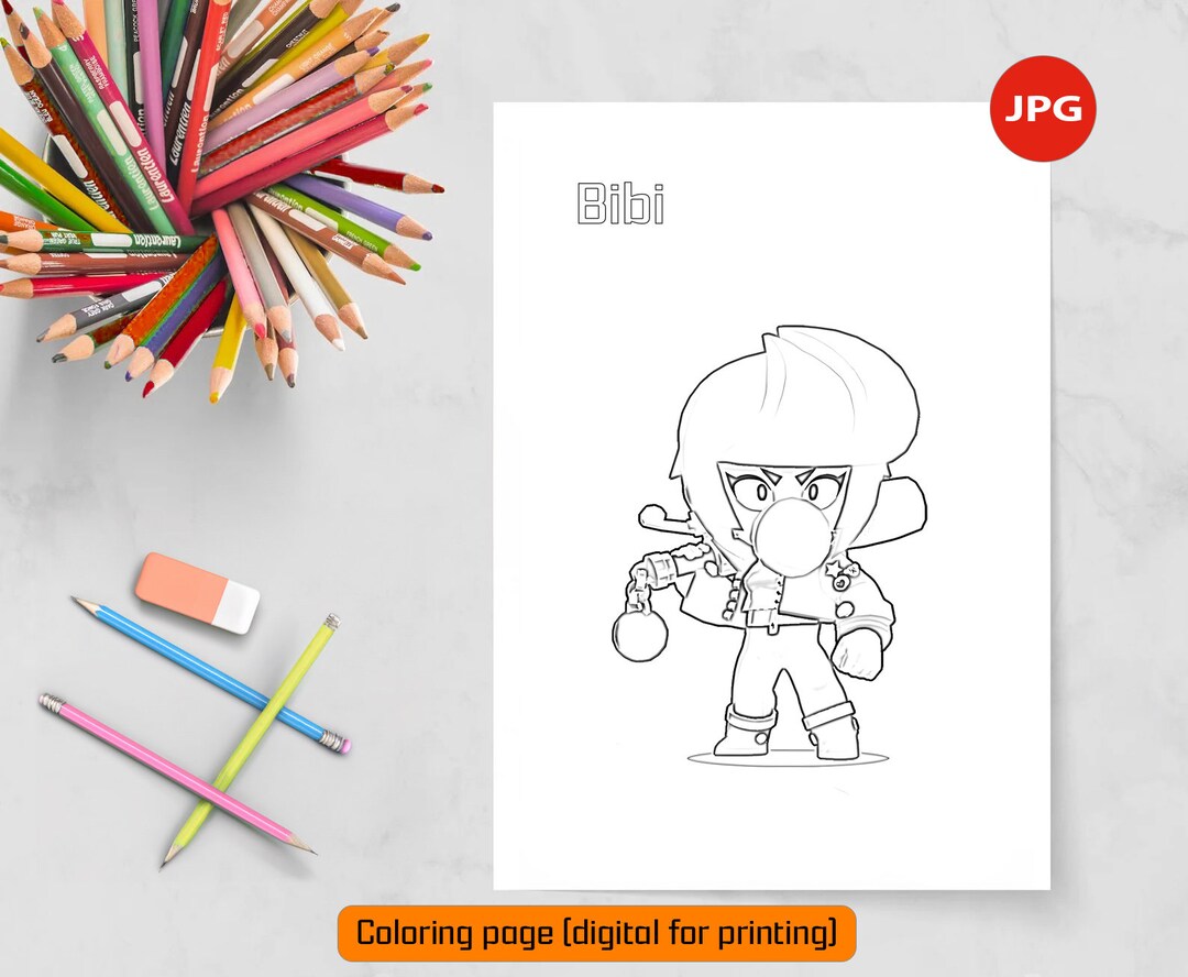 Bibi Coloring Page Brawl Stars Digital Poster Brawl Stars Clipart Brawl Stars Instant Download