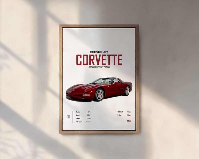 Chevrolet Corvette C5 2003 Car Poster: Kids Room Decor (digital ...