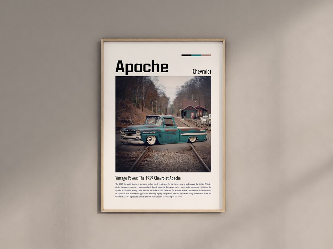 Chevrolet Apache Poster Car Digital Prints Logo Corvette Wall Kids Boys ...