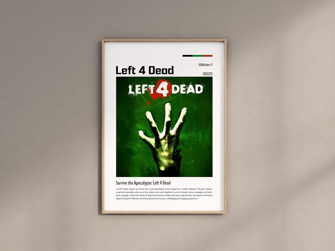Left 4 Dead Poster, Gaming Room Poster, Gaming Wall Poster, Gaming ...