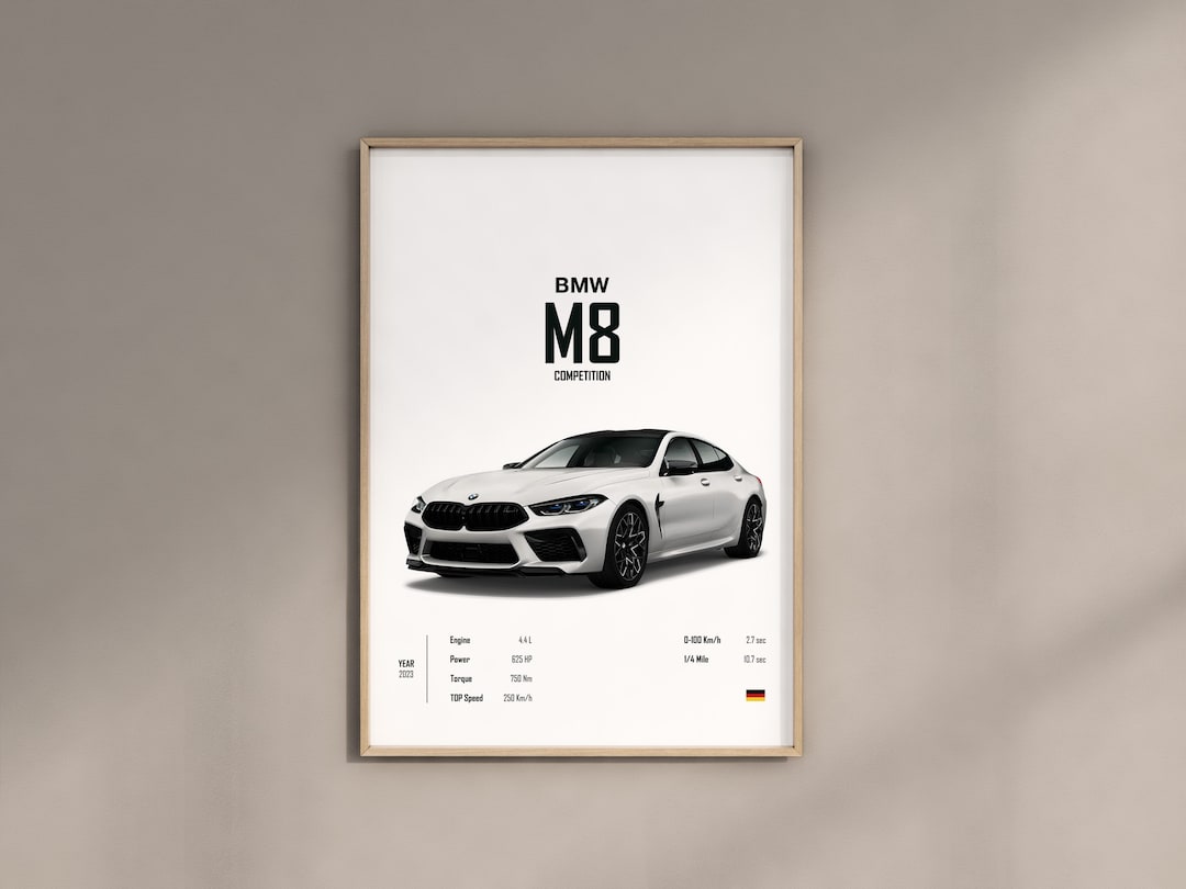 Buy BMW M8 Grand Coupe Car Poster Coupe Digital Illustration Print Wall ...