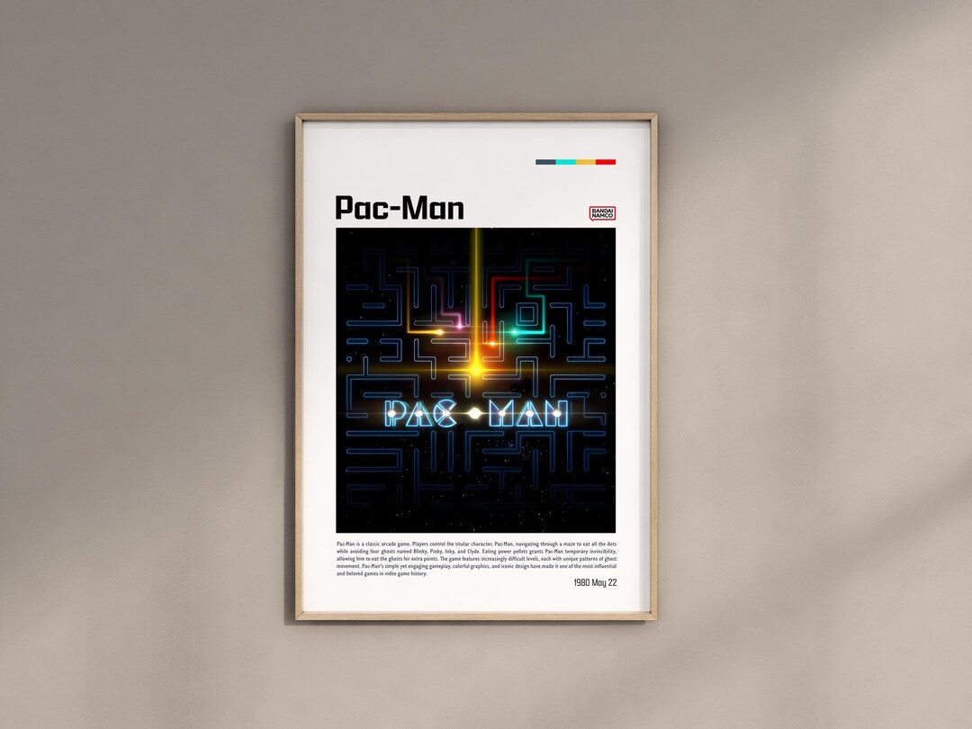 Pac Man Pacman Poster, Gaming Room Poster, Gaming Wall Poster, Gaming ...