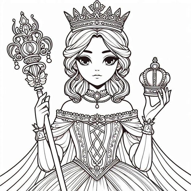 Queens Coloring Book Set of 20 Printable Designs for Kids & Adults ...