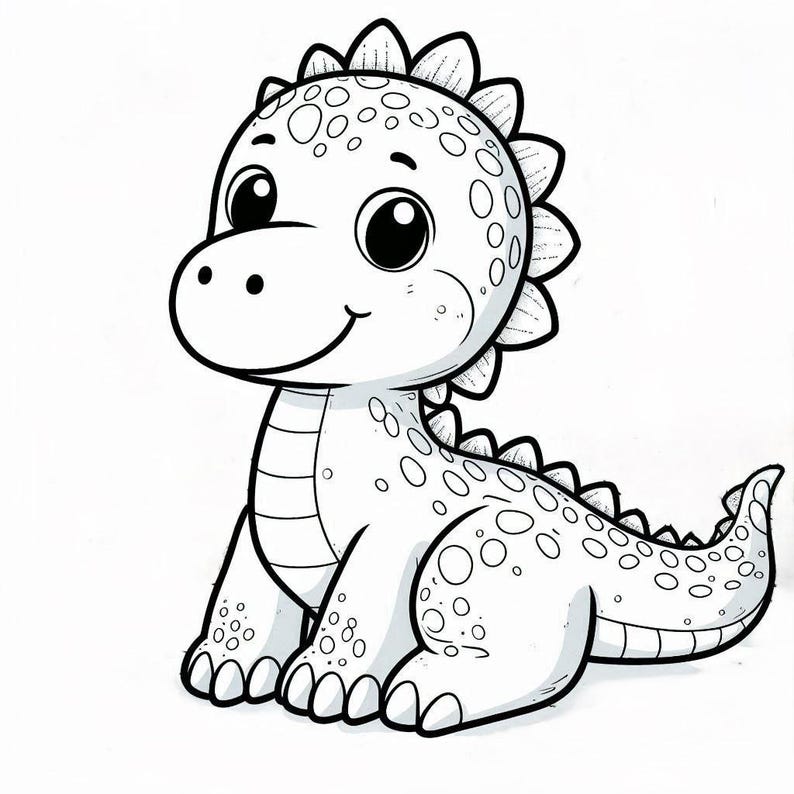 Simple Dinosaur Coloring Pages Set of 20 Fun, Cheerful Coloring Sheets ...