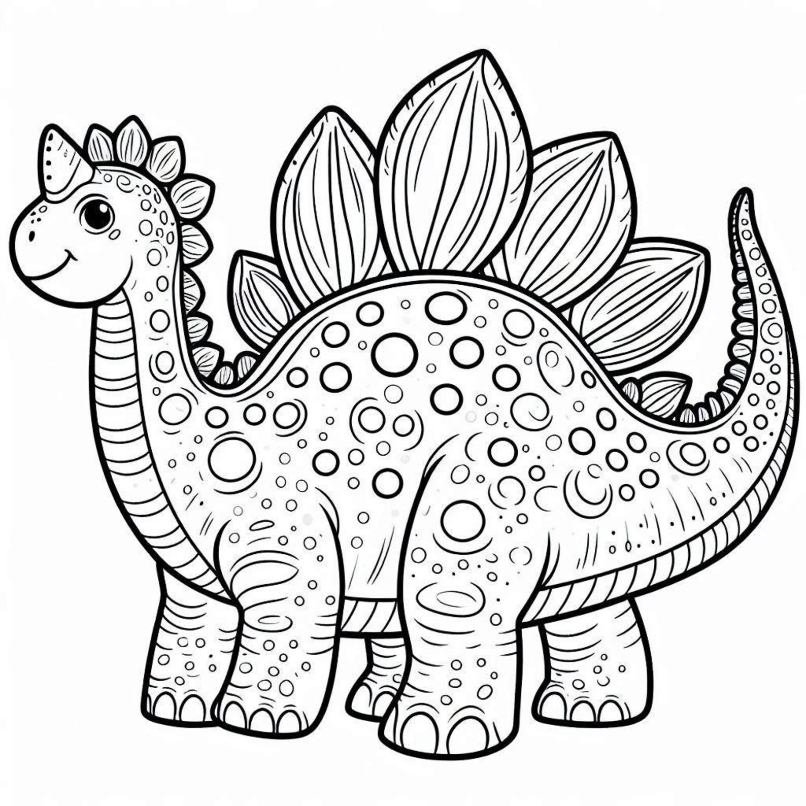 Simple Dinosaur Coloring Pages Set of 20 Fun, Cheerful Coloring Sheets ...