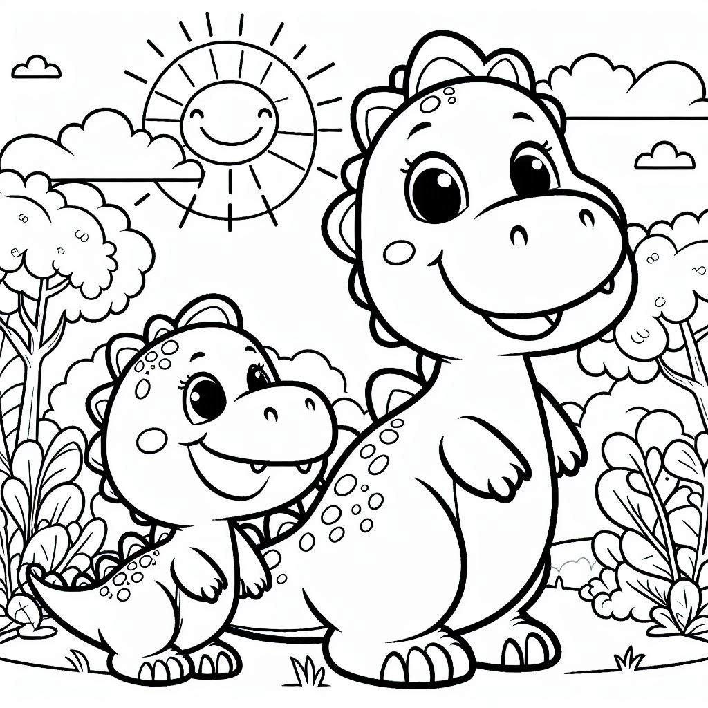 Simple Dinosaur Coloring Pages Set of 20 Fun, Cheerful Coloring Sheets ...