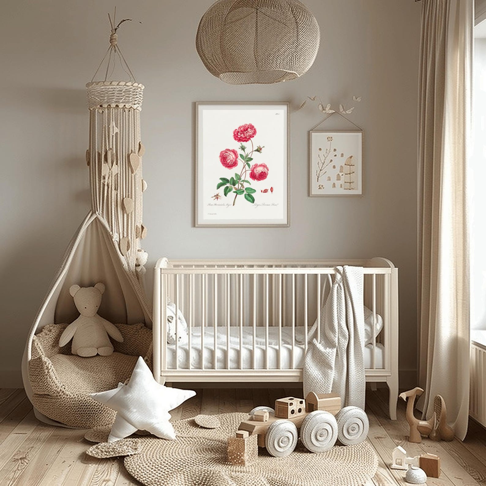 Vintage Botanical Illustration of Red Roses | Classic Floral Art ...