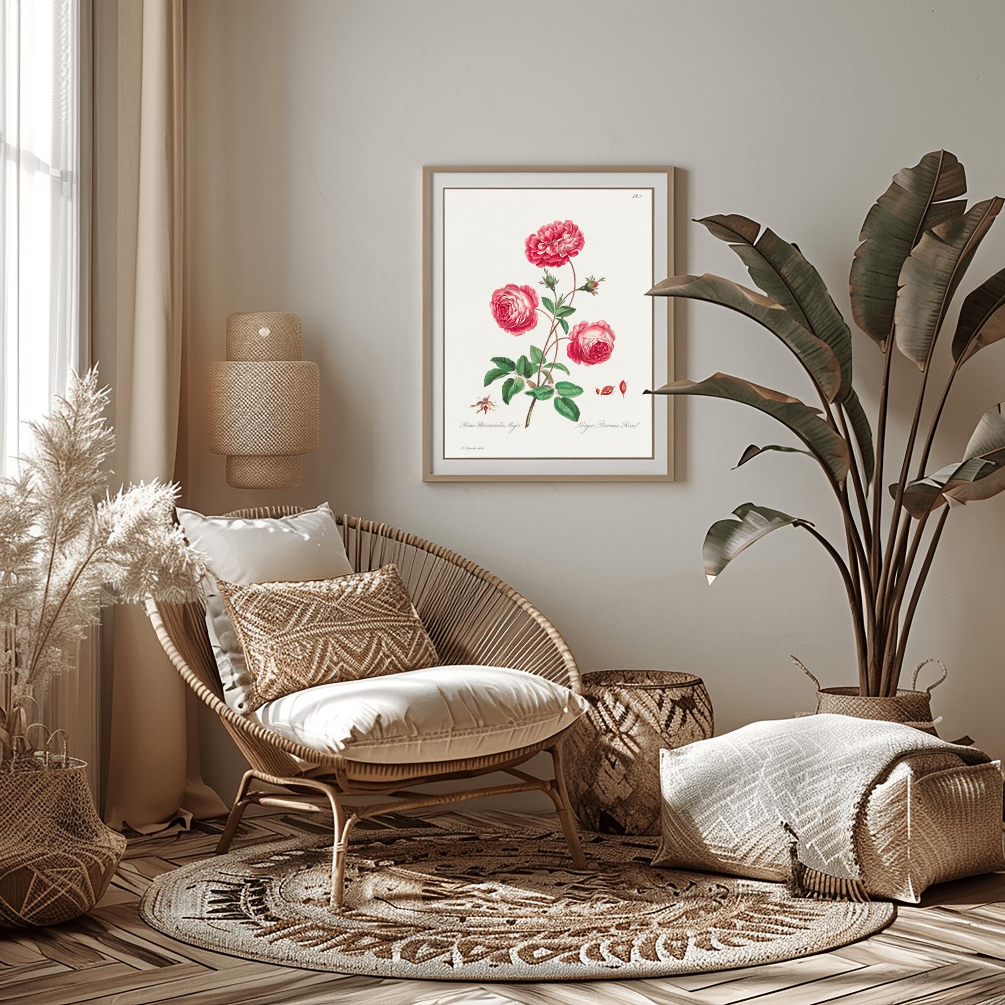 Vintage Botanical Illustration of Red Roses Classic Floral Art ...