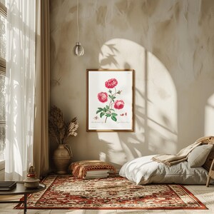 Vintage Botanical Illustration of Red Roses | Classic Floral Art ...