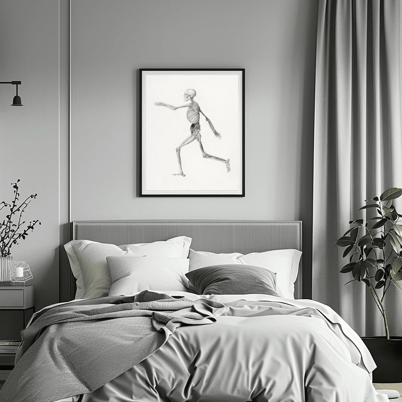 Vintage Anatomy Skeleton Drawing | Unique Skeleton Art | PRINTABLE ...