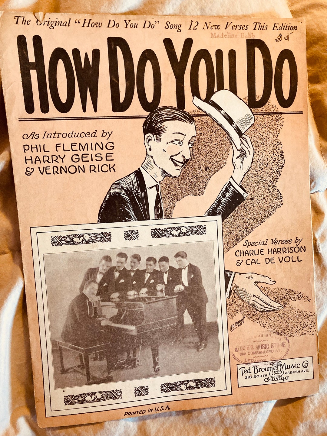 VINTAGE SHEET MUSIC 1925 How Do You Do Collectible Paper Ephemera - Etsy