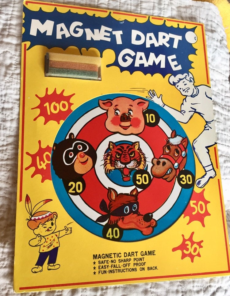 MAGNET DART GAME vintage toy children target skill animals Japan Toys ...