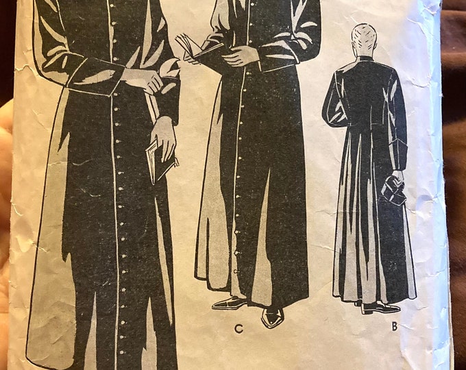 VINTAGE SEWING PATTERN Priest Cassock Robe Paper Collectible Hand Craft ...