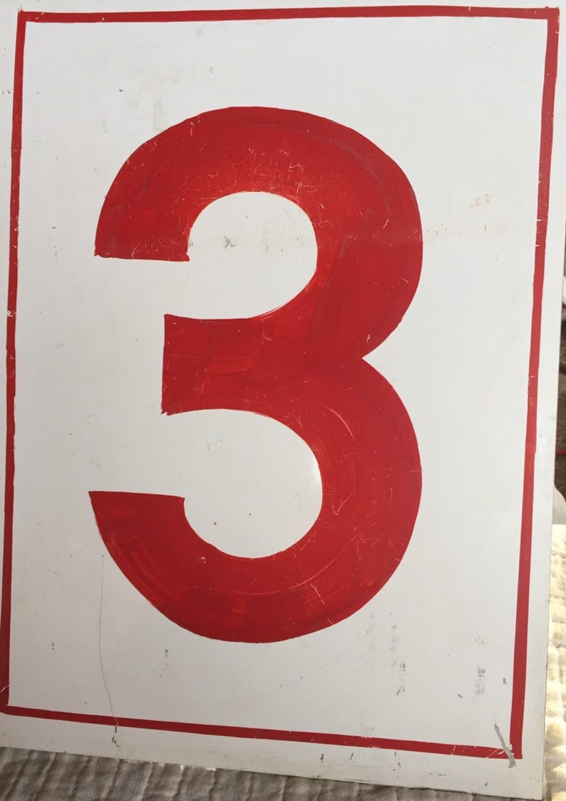 METAL NUMBER SIGN Vintage Enameled Free Standing Number 3 - Etsy
