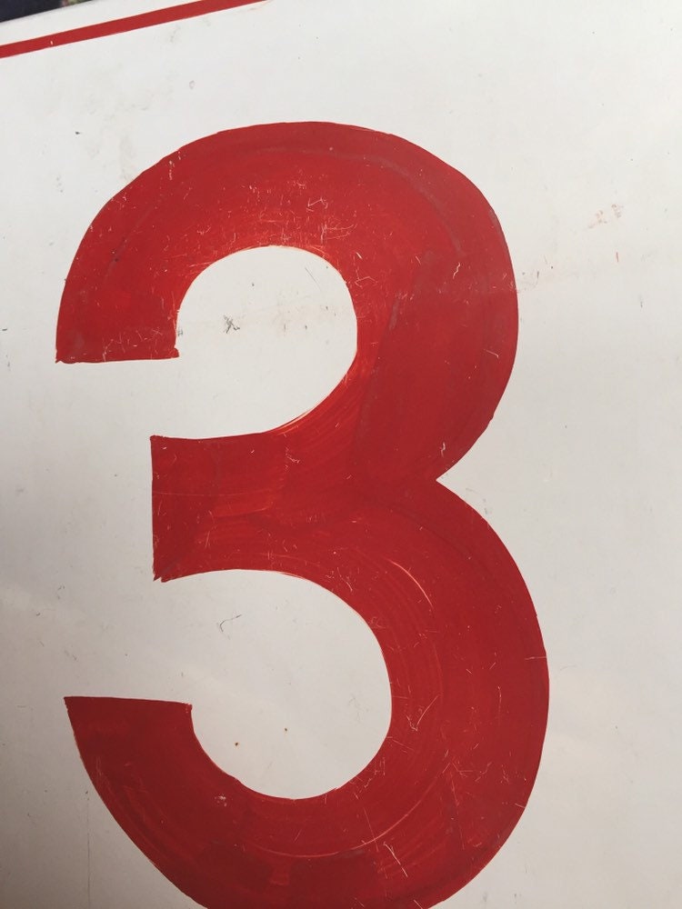 METAL NUMBER SIGN Vintage Enameled Free Standing Number 3 - Etsy