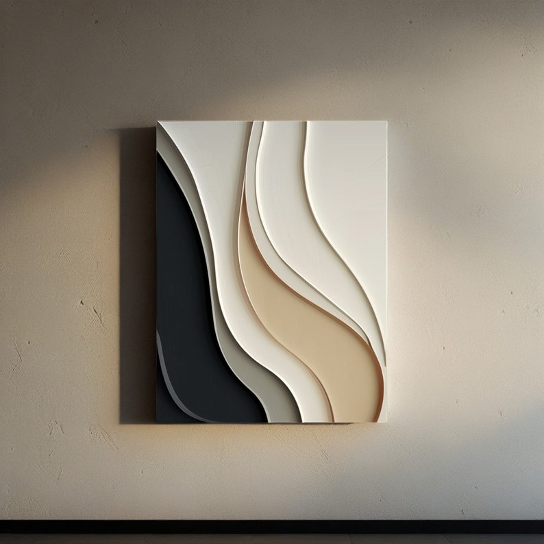 Colorful Modern Wall Decor Abstract Vertical 3D Wood Carving Handmade ...