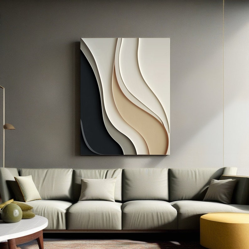 Colorful Modern Wall Decor Abstract Vertical 3D Wood Carving Handmade ...