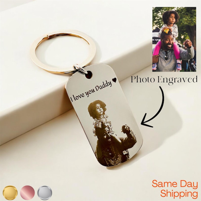 Personalized Photo Engraved Keychain: Custom Portrait Stainless Steel ...