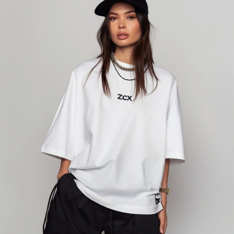 Luxury Street Style: Minimalist 'ZCX' Logo Oversized T-shirt - Etsy