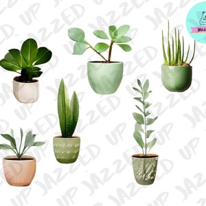 Minimalistic Pastel Watercolor Potted Plant Clip Art Bundle 24 Images ...