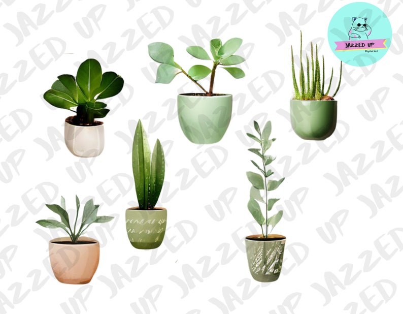 Minimalistic Pastel Watercolor Potted Plant Clip Art Bundle 24 Images ...