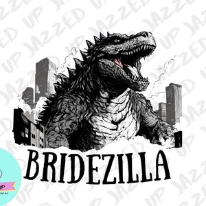 Godzilla Bridezilla Digital Art Black and White Wedding Decor SVG & PNG ...