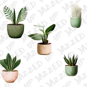 Minimalistic Pastel Watercolor Potted Plant Clip Art Bundle 24 Images ...