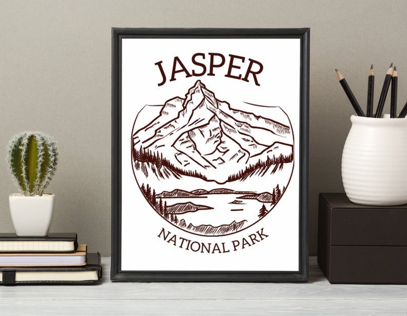 Jasper National Park T-shirt Design Wall Art Mountain Scene PNG and SVG ...