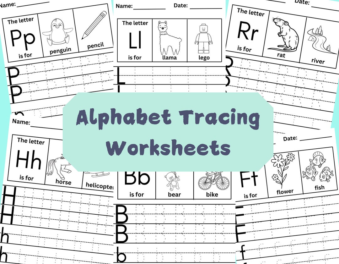 Alphabet Letter Tracing Worksheets Bundle Printable Tracing Sheets ...