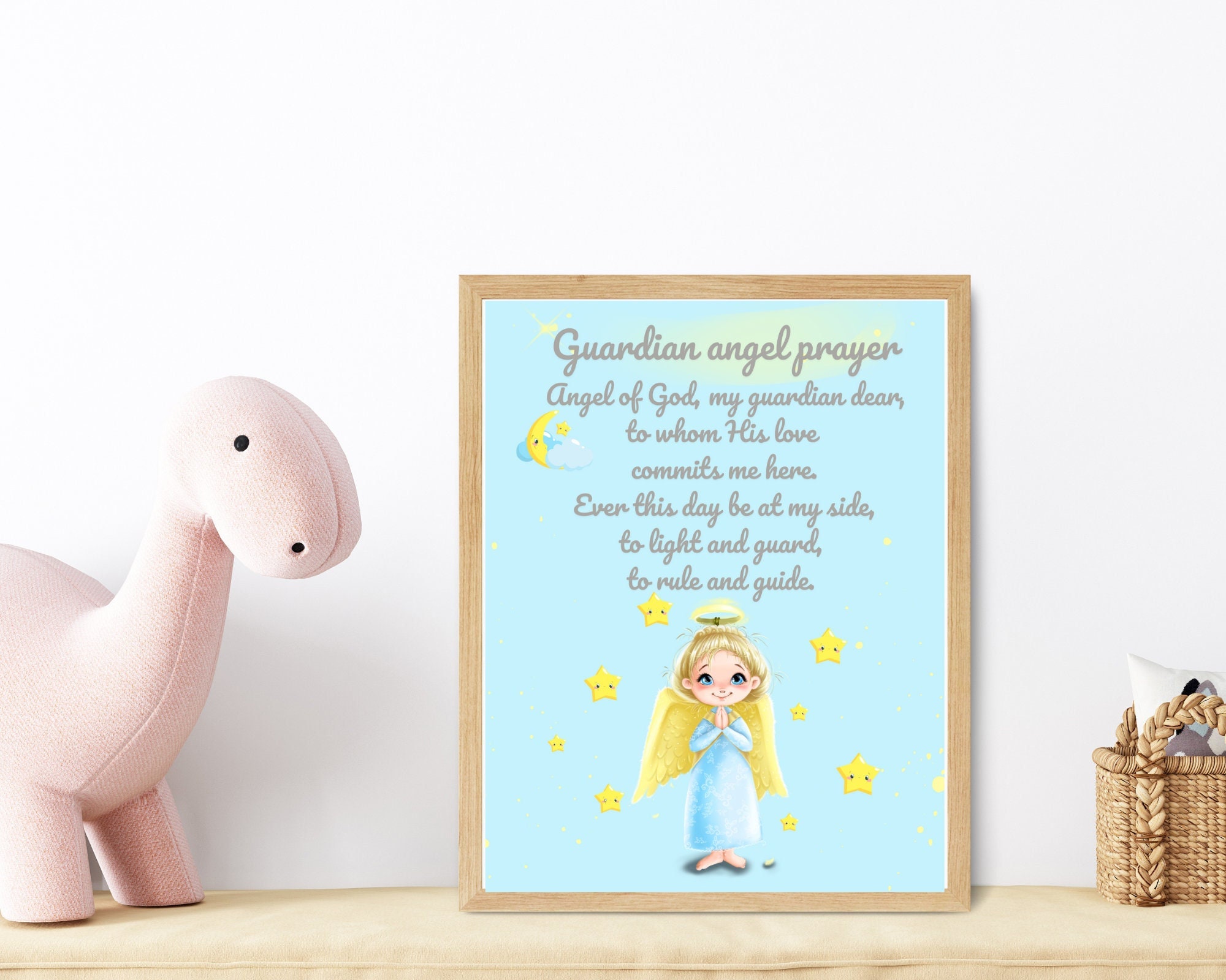 Guardian Angel Print, Nursery Wall Art, Christian Home Decor, Angel of ...