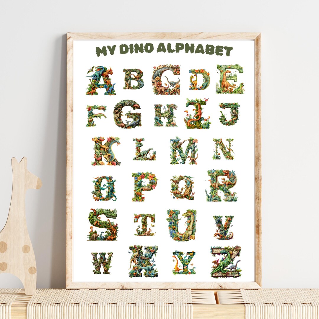 Dinosaur Alphabet Poster-classroom Sign-montessori Wall Art-playroom ...