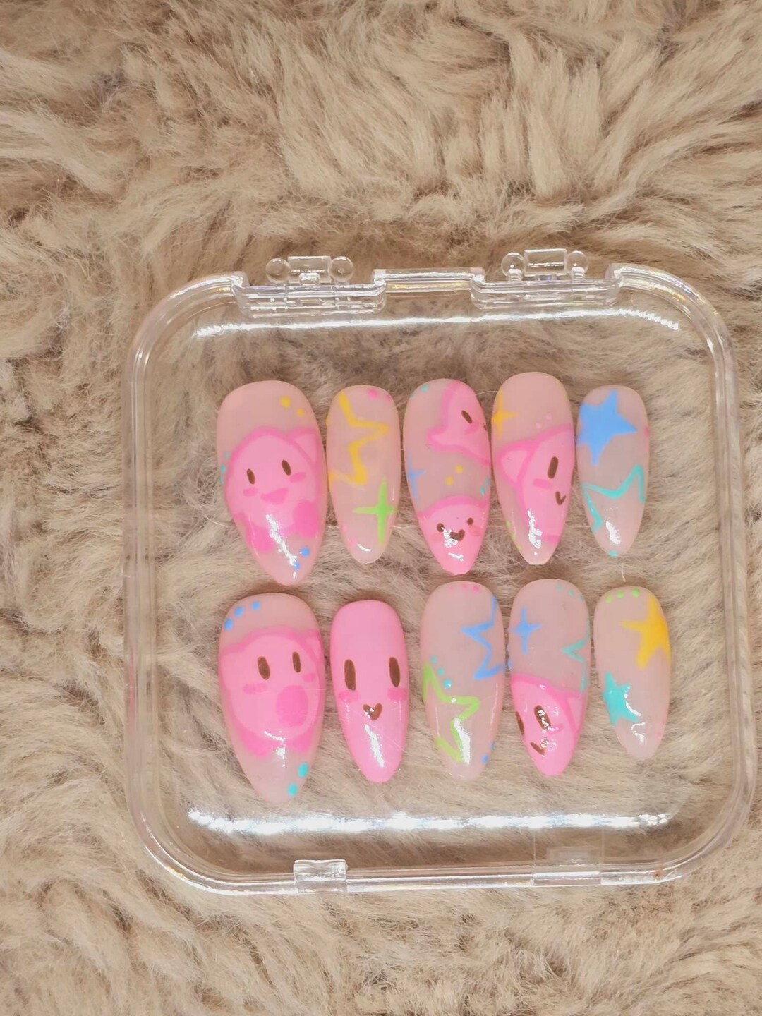 Kirby | Press on Nails | Cartoon Nail Art | Aesthetic Nails | Kirby ...