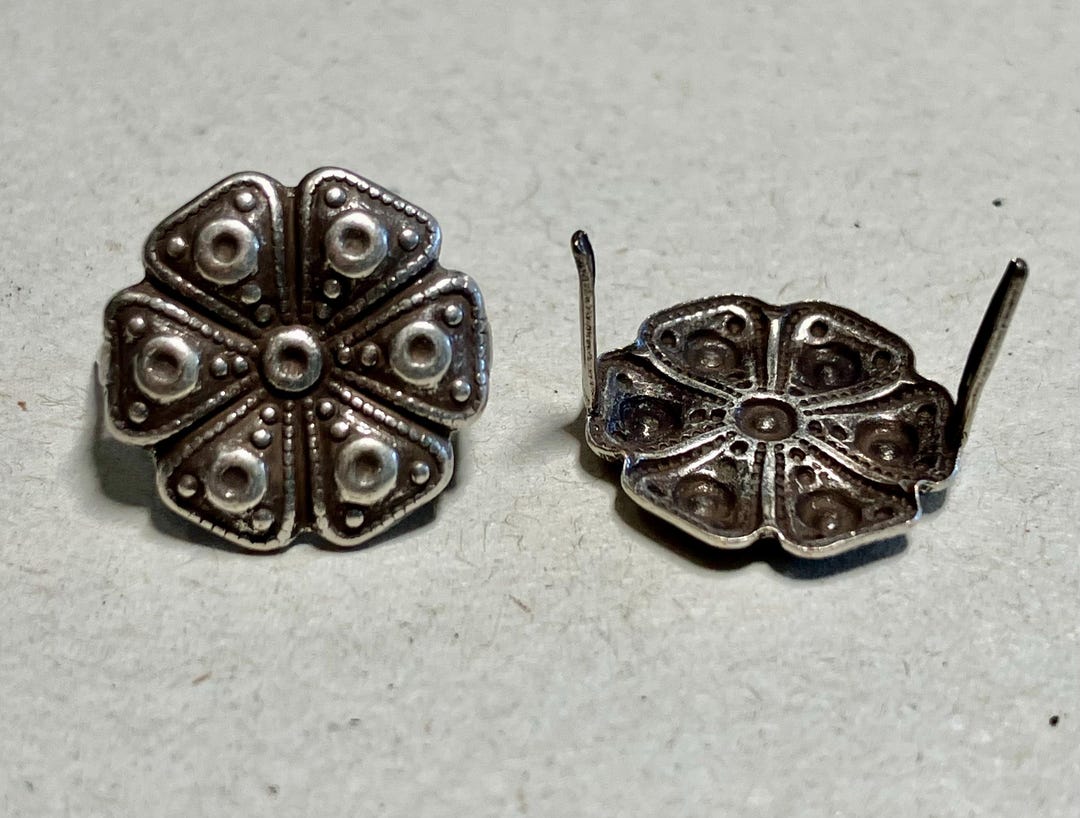 Vintage Antique Silver Flower Design Metal Rivet - 14mm (6) - Etsy