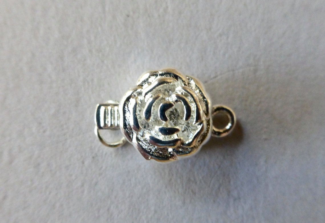 1 Strand Flower Box Clasp in Antique Brass or Silver 14mm 2 - Etsy