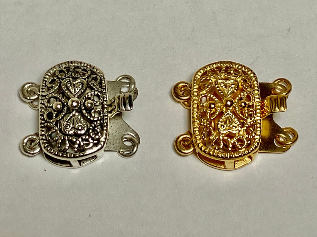 2 Strand Ornate Box Clasp in Antique Silver, Antique Brass or Gold ...