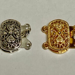 2 Strand Ornate Box Clasp in Antique Silver, Antique Brass or Gold ...