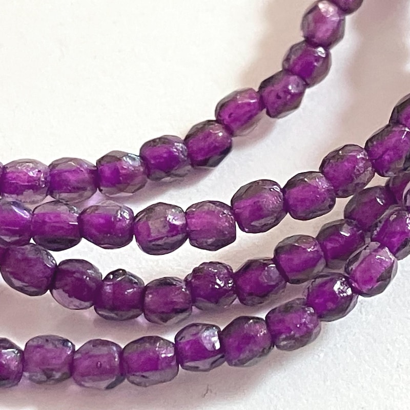 Purple Etched Czech Beads - Etsy