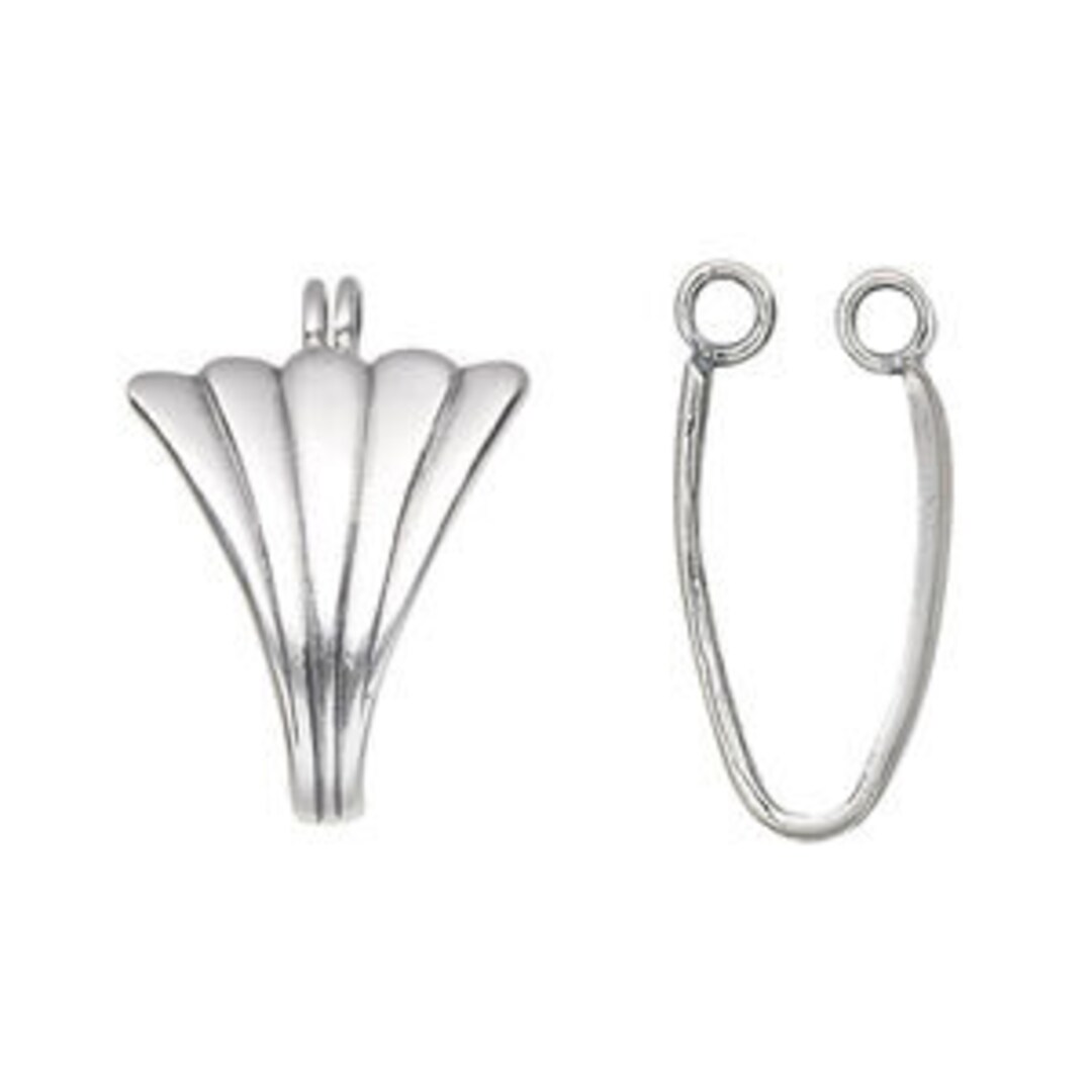 Antique Sterling Silver Shell Shape Donut Bail 25x18mm 1 - Etsy