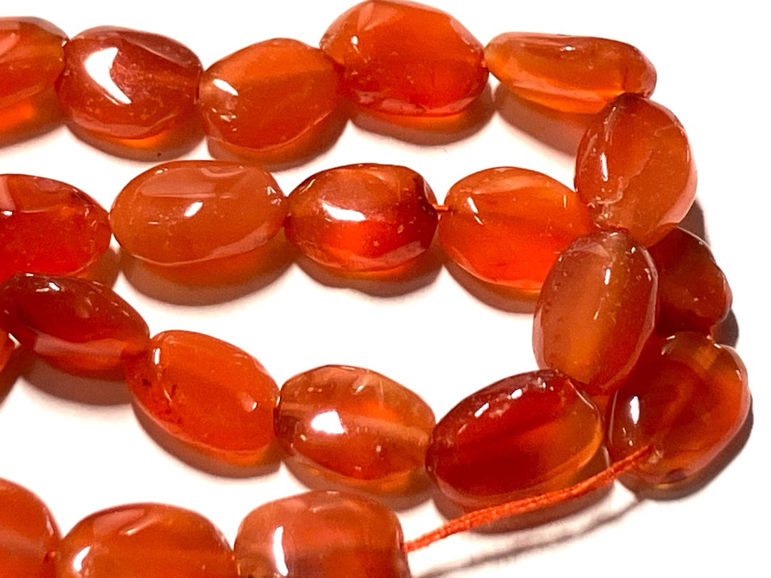 Natural Carnelian Gemstone Puffy Flat Oval Beads (38) - Etsy