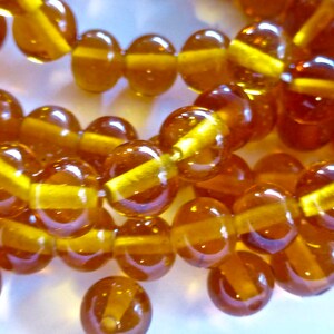 Vintage Japanese Dark Topaz Translucent 10mm Smooth Round Czech Glass ...